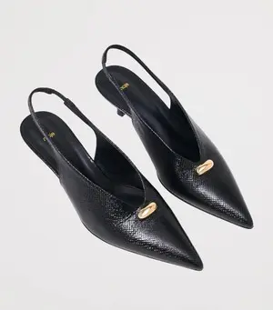 Maje Snakeskin-embossed Leather Slingback Heels 50