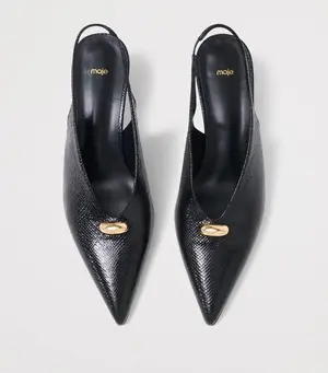Maje Snakeskin-embossed Leather Slingback Heels 50