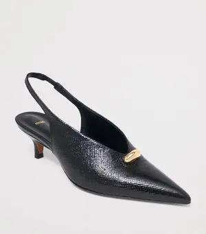 Maje Snakeskin-embossed Leather Slingback Heels 50