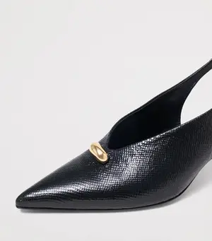 Maje Snakeskin-embossed Leather Slingback Heels 50