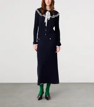Maje Knitted Ruffle-collar Cardigan