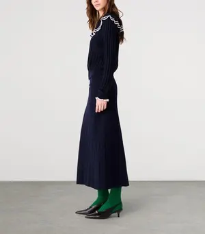 Maje Knitted Ruffle-collar Cardigan