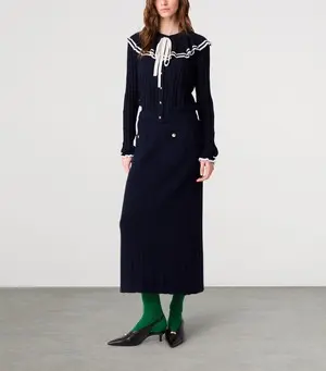 Maje Knitted Ruffle-collar Cardigan