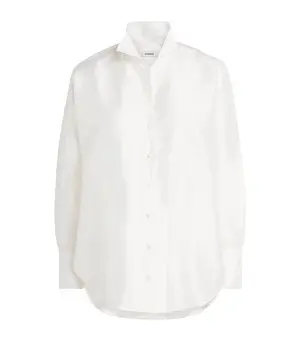 Sandro Silk Satin Oversized Shirt - Beige