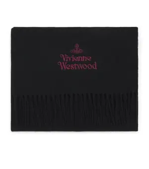 VIVIENNE WESTWOOD Wool Embroidered Logo Scarf - Black