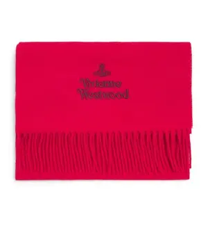 VIVIENNE WESTWOOD Wool Embroidered Logo Scarf - Red