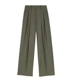 Maje Wool-blend Pleated Trousers - Brown