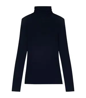 Maje Wool-silk Rollneck Sweater - Blue