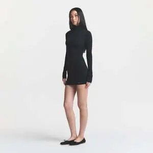 SKIMS Mock Neck Mini Dress | Black | | Essential Sweaters - Onyx
