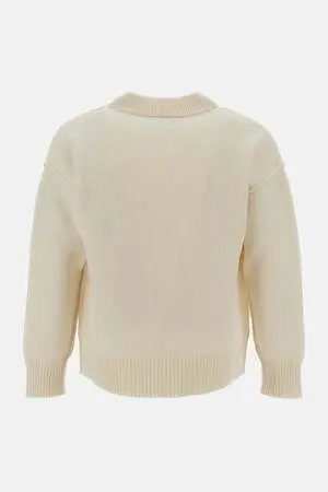 AMI Paris Cardigan Scollo A V De Coeur - Bianco