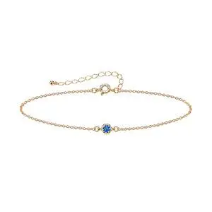 VERITA NEW YORK Blue / Gold Gold Round Bezel Birthstone Bracelet – Sapphire
