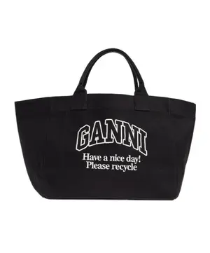 GANNI Logo Embroidered Xxl Shopper Bag