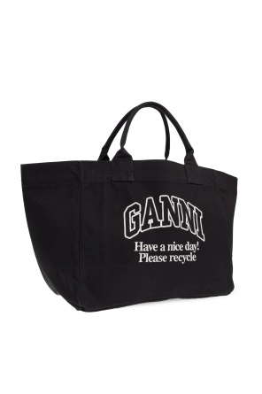 GANNI Logo Embroidered Xxl Shopper Bag