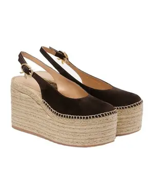 GIANVITO ROSSI Suede Slingback Espadrille Wedges