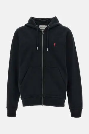 AMI Paris Felpa Zip Red De Coeur - Nero