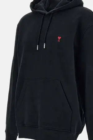 AMI Paris Felpa Con Cappuccio Red De Coeur - Nero