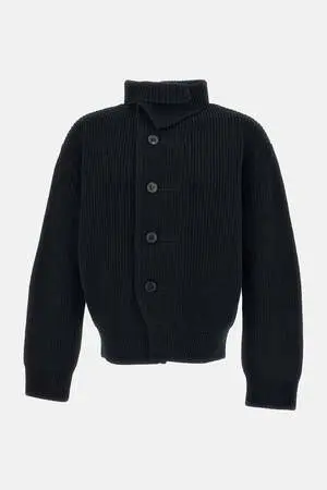 Dries Van Noten Cardigan In Lana Marino M.k - Nero