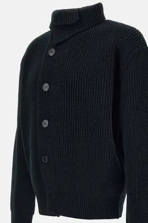 Dries Van Noten Cardigan In Lana Marino M.k - Nero