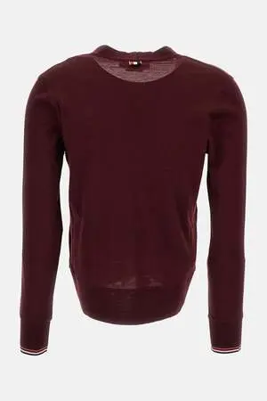 Thom Browne Cardigan In Jersey Di Lana - Rosso