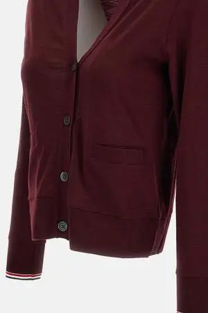 Thom Browne Cardigan In Jersey Di Lana - Rosso