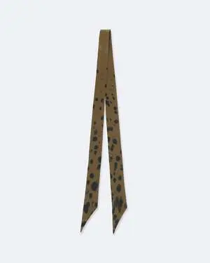 ALLSAINTS Effusion Printed Skinny Silk Scarf - Brown