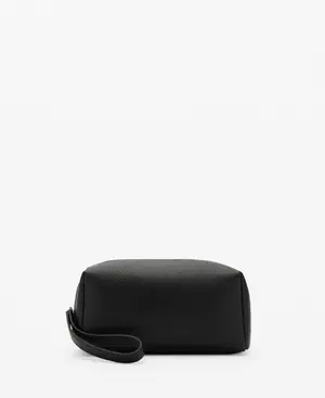 Mango Contrast-strap Pebbled Cosmetic Bag