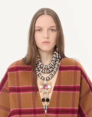 Valentino Garavani Peacoat In Macro Finestra With Shearling