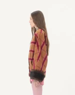 Valentino Garavani Peacoat In Macro Finestra With Shearling