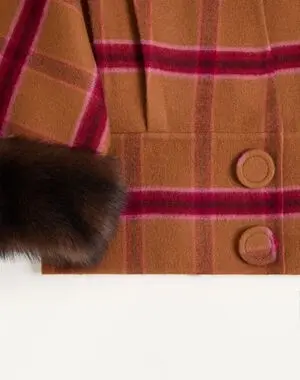 Valentino Garavani Peacoat In Macro Finestra With Shearling