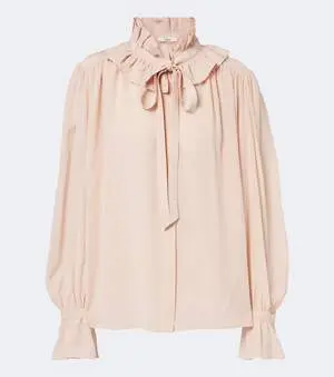 Chloé Ruffled Silk Chiffon Blouse - Pink