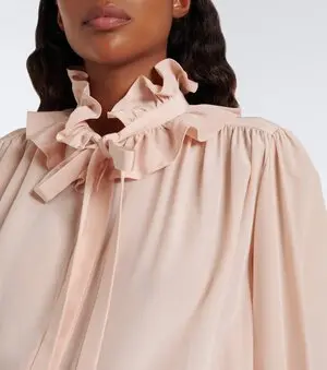Chloé Ruffled Silk Chiffon Blouse - Pink
