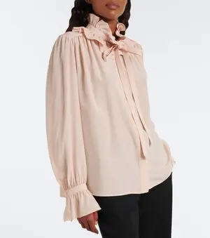 Chloé Ruffled Silk Chiffon Blouse - Pink