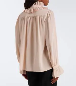 Chloé Ruffled Silk Chiffon Blouse - Pink