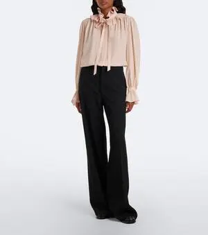 Chloé Ruffled Silk Chiffon Blouse - Pink