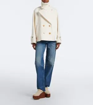Chloé Maxime Shearling-trimmed Suede Platform Mules