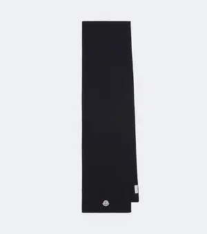 Moncler Logo Virgin Wool Scarf - Blue