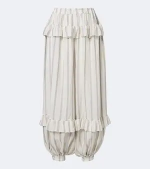Chloé Ruffled Striped Silk-blend Balloon Pants