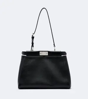 Fendi Peekaboo® Medium Leather Shoulder Bag - Black