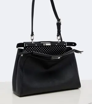 Fendi Peekaboo® Medium Leather Shoulder Bag - Black