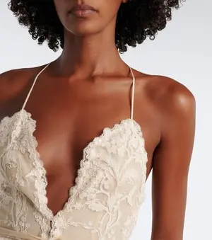 Fendi Silk Chiffon And Lace Maxi Dress