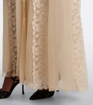 Fendi Silk Chiffon And Lace Maxi Dress