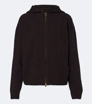 Agnona Cable-knit Cashmere Zip-up Hoodie