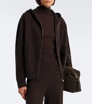 Agnona Cable-knit Cashmere Zip-up Hoodie