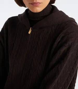 Agnona Cable-knit Cashmere Zip-up Hoodie