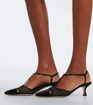 Manolo Blahnik Turgimodla Satin Slingback Pumps