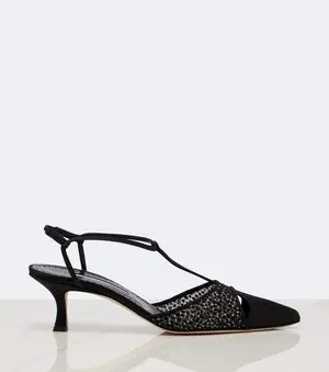 Manolo Blahnik Turgimodla Satin Slingback Pumps