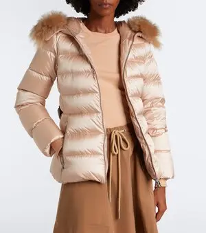 Moncler Cupidones Shearling-trimmed Down Jacket - Beige