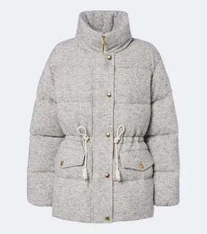 Moncler Wool-blend Tweed Down Jacket - Grey