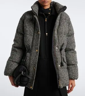 Moncler Wool-blend Tweed Down Jacket