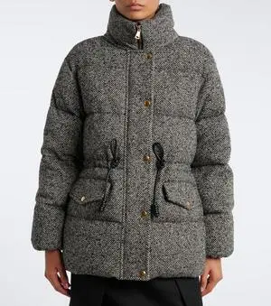 Moncler Wool-blend Tweed Down Jacket